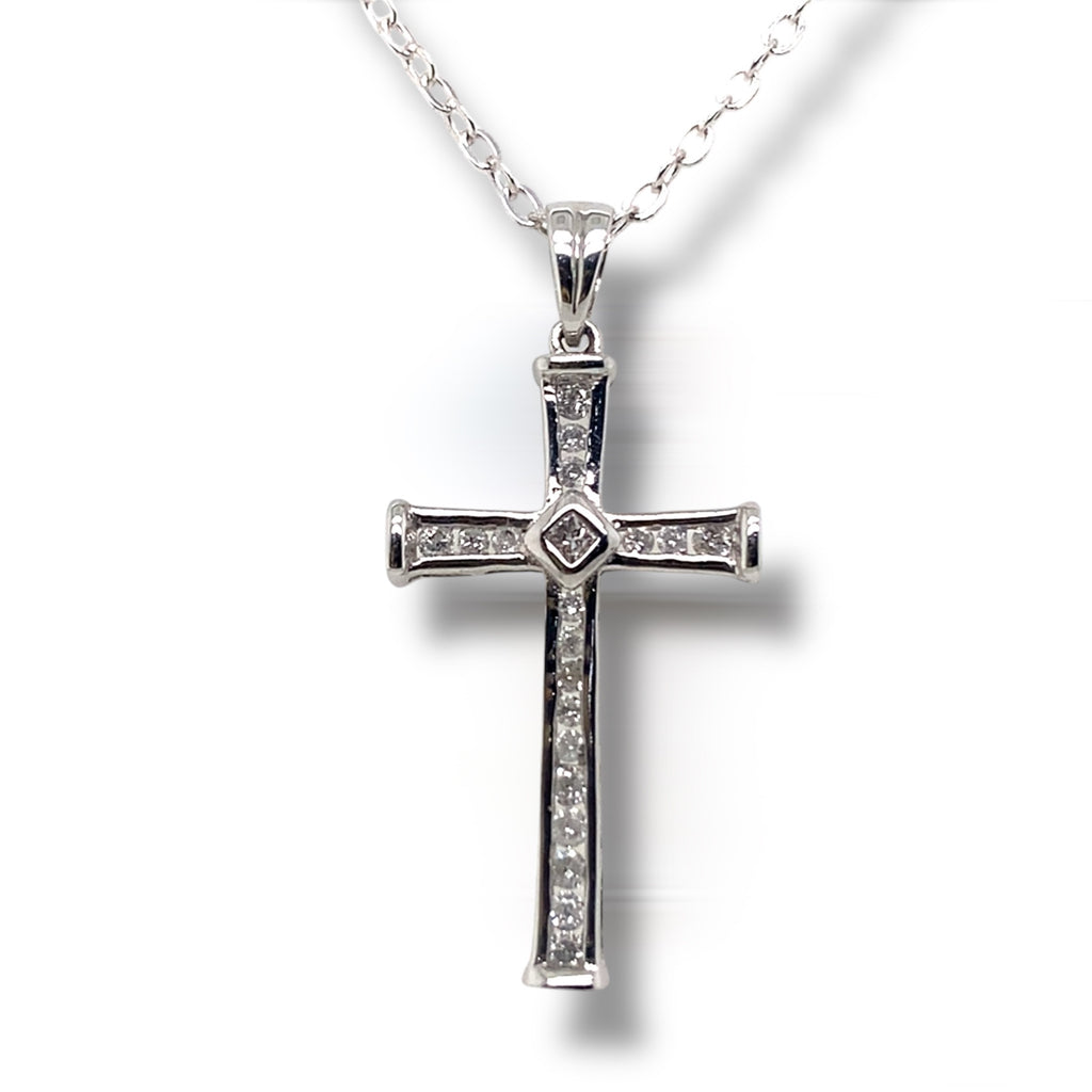 Diamond and White Gold Large Celtic Style Cross Pendant – Lydia's Jewellers