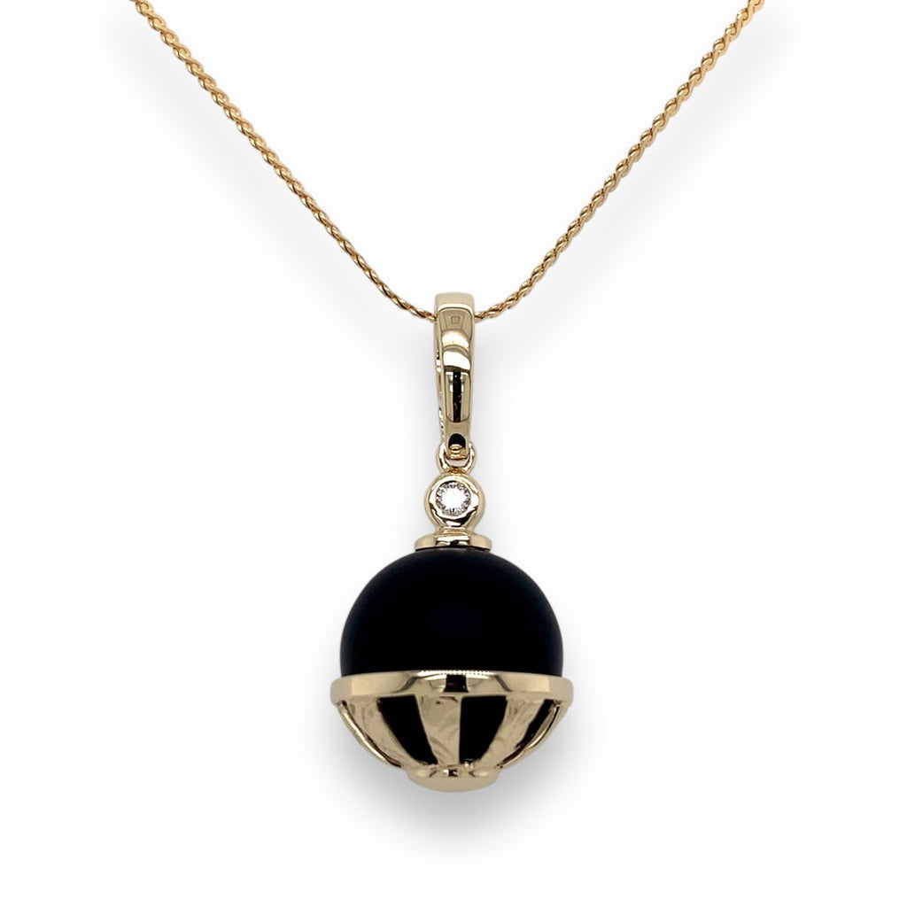 Onyx and Gold Ball Enhancer Pendant with Diamond – Lydia's Jewellers